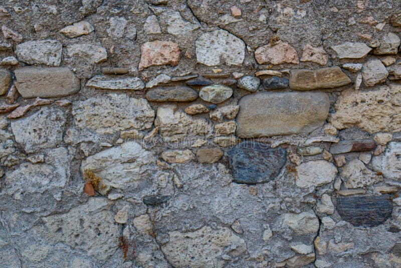 Old Wall Texture Made of Stones, Bricks and Concrete. Old House and ...