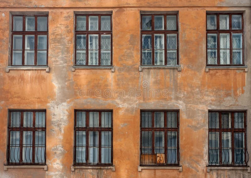 Old wall with windows stock image. Image of wall, horizontal - 19084027