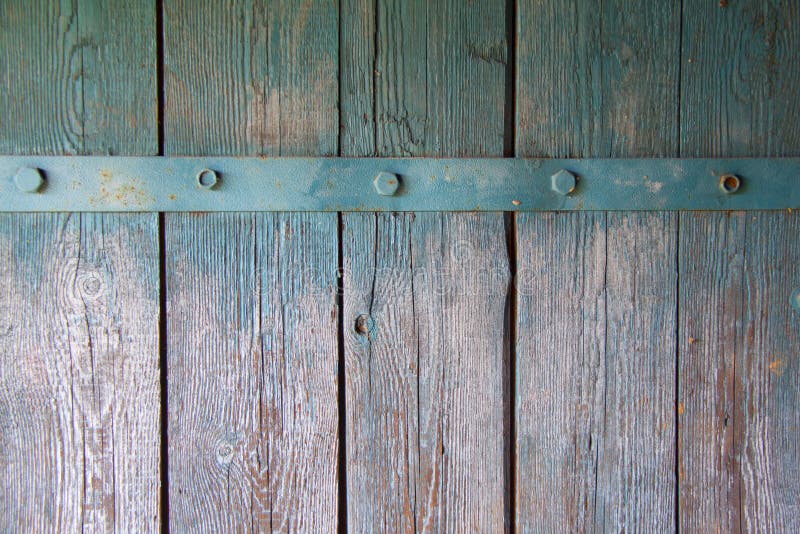 Old Wall of Wooden Planks Painted with Paint with Iron Strip Stock ...
