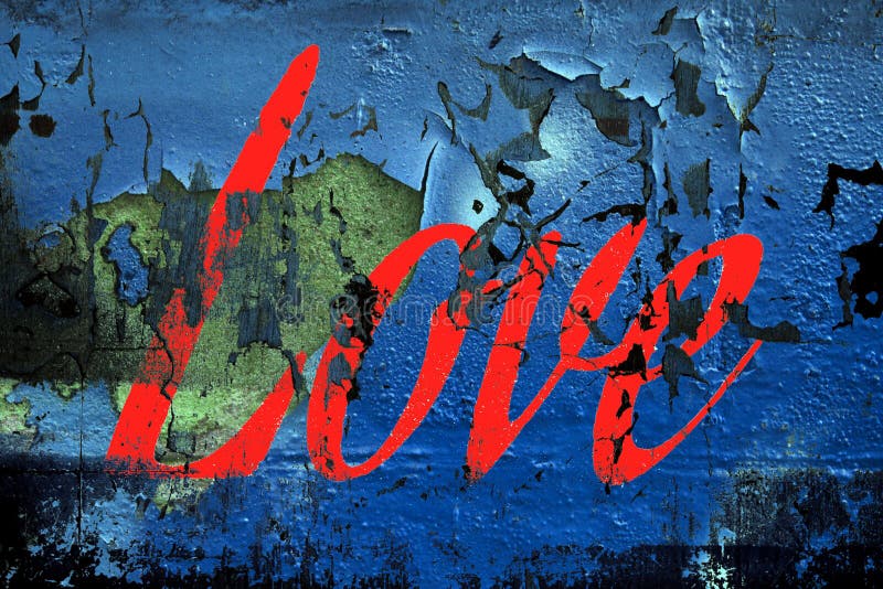 Old Wall with the Word LOVE Stock Illustration - Illustration of ...