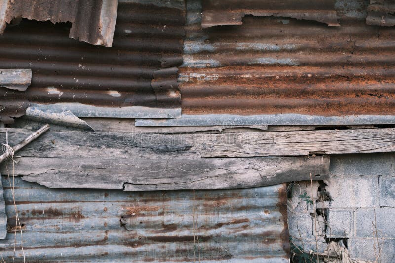 Old Wall with Zinc Rusting with Old Wood Stock Photo - Image of plank ...