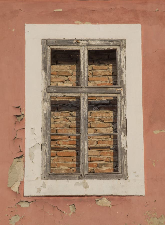 Old Walled Window with Wooden Frame Close Up Stock Image - Image of ...