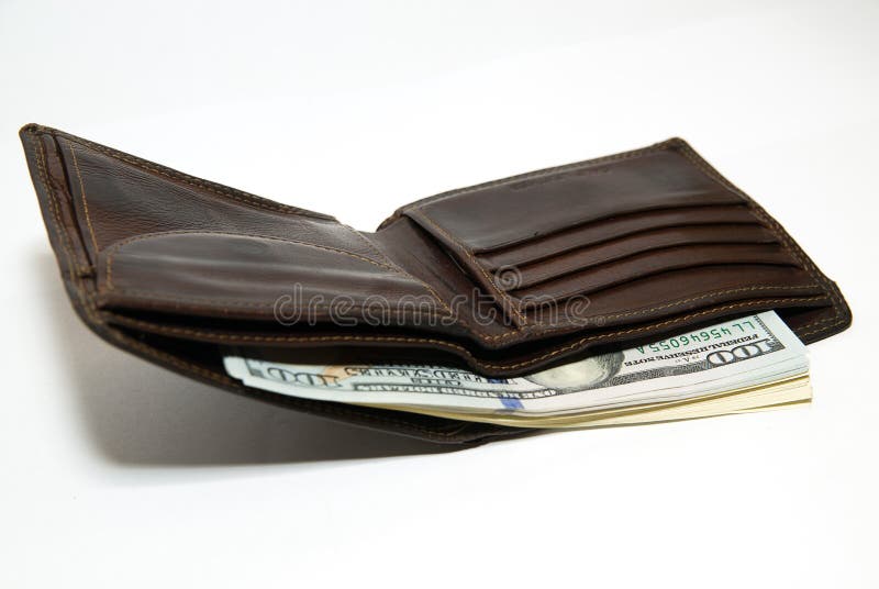 Old Wallet with Banknotes of US Dollars Inside Stock Image - Image of ...