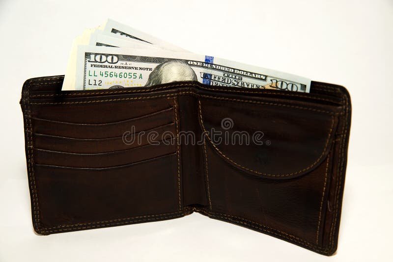 Old Wallet with Banknotes of US Dollars Inside Stock Photo - Image of ...