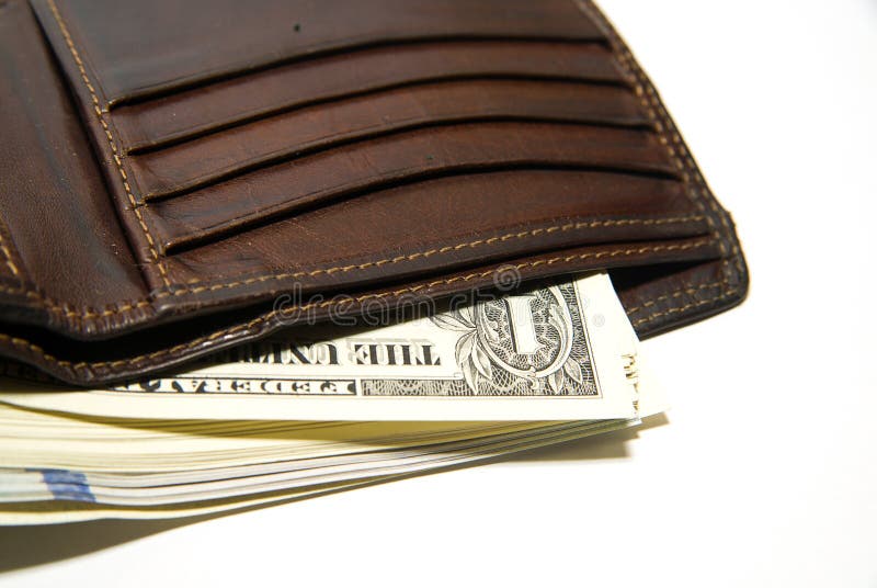 Old Wallet with Banknotes of US Dollars Inside Stock Photo - Image of ...