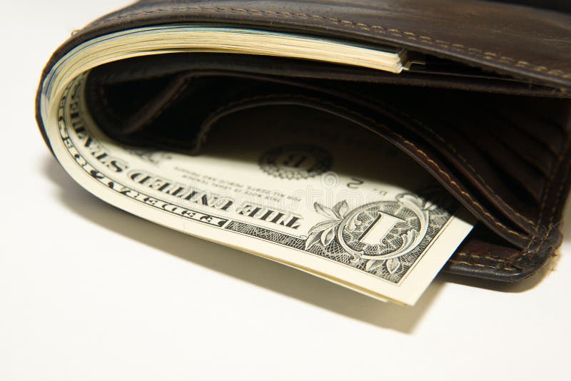 Old Wallet with Banknotes of US Dollars Inside Stock Image - Image of ...