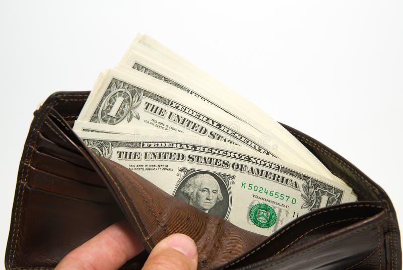 Old Wallet with Banknotes of US Dollars Inside Stock Image - Image of ...