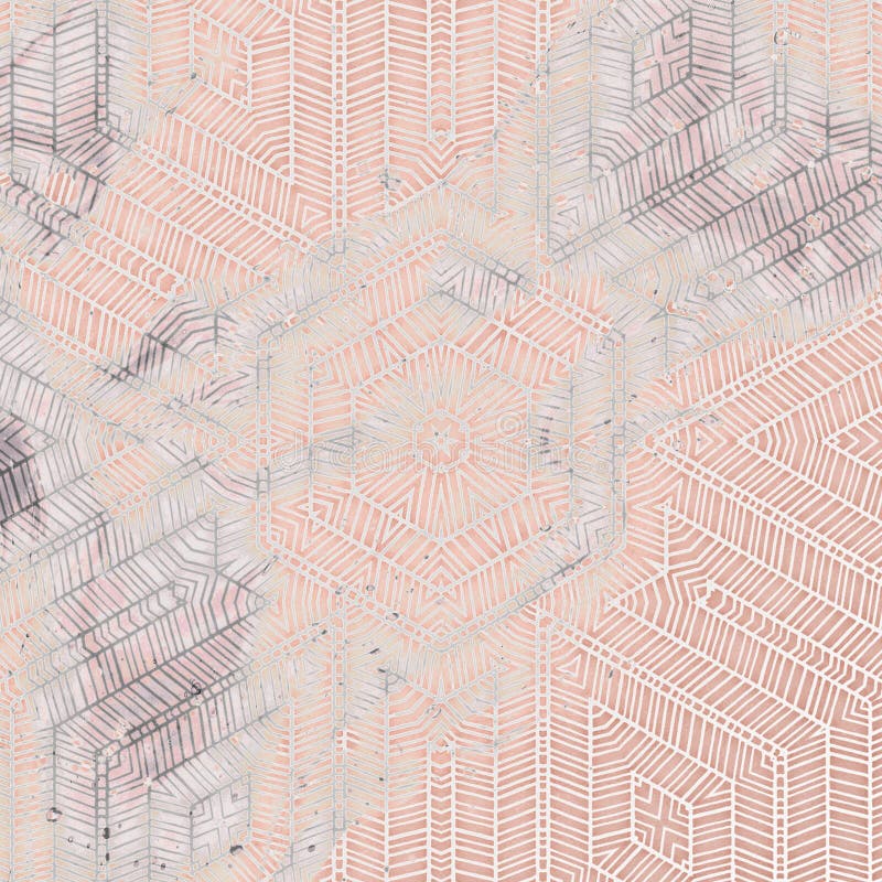 Old Wallpaper with a Geometric Pattern. Destroyed Surface. Stock ...