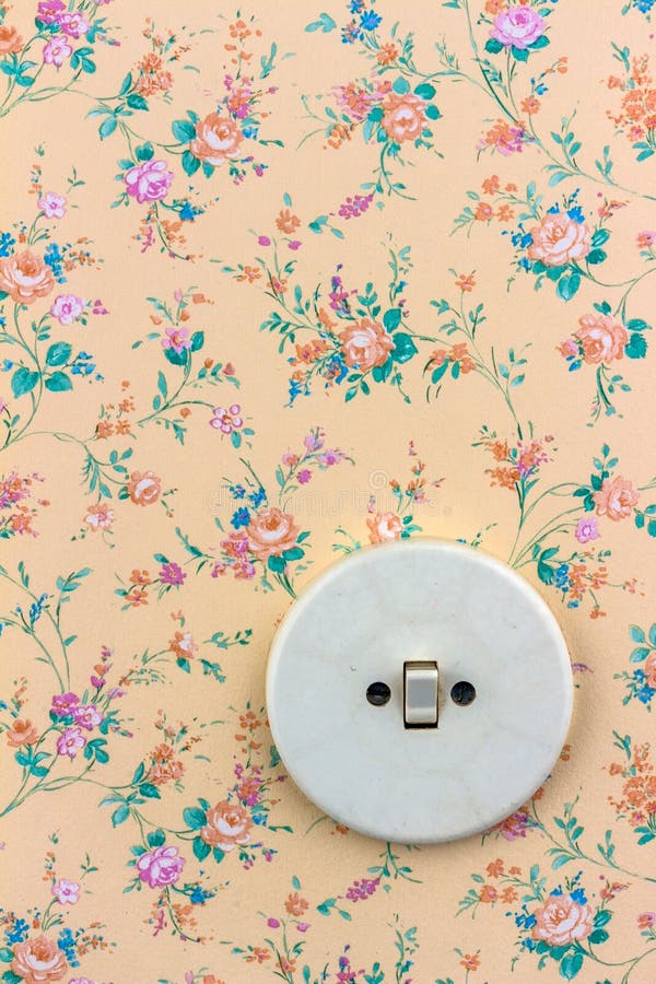 Old Wallpaper with Light Switch Stock Photo - Image of renew ...