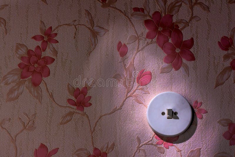 Old Wallpaper with Light Switch Stock Image - Image of older, light ...