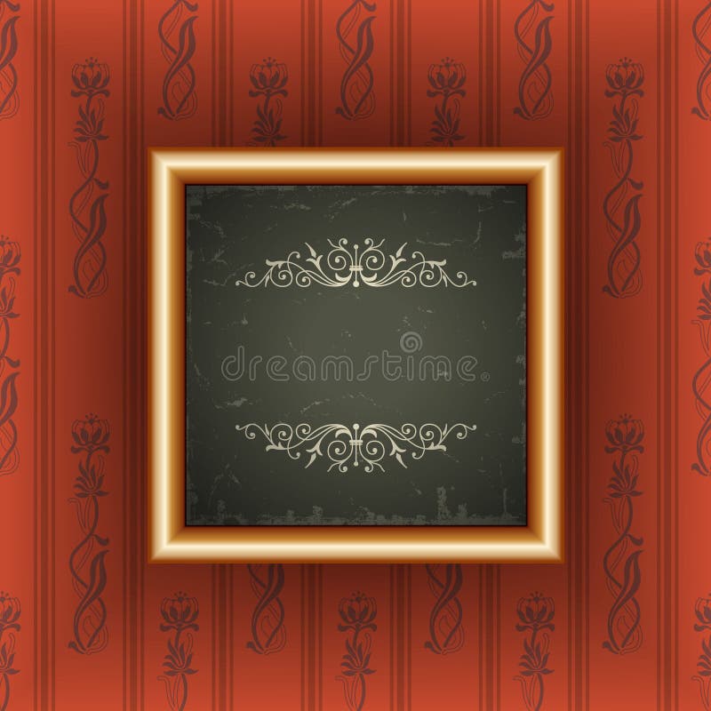 Old Wallpaper with Vintage Frame Stock Vector - Illustration of ...