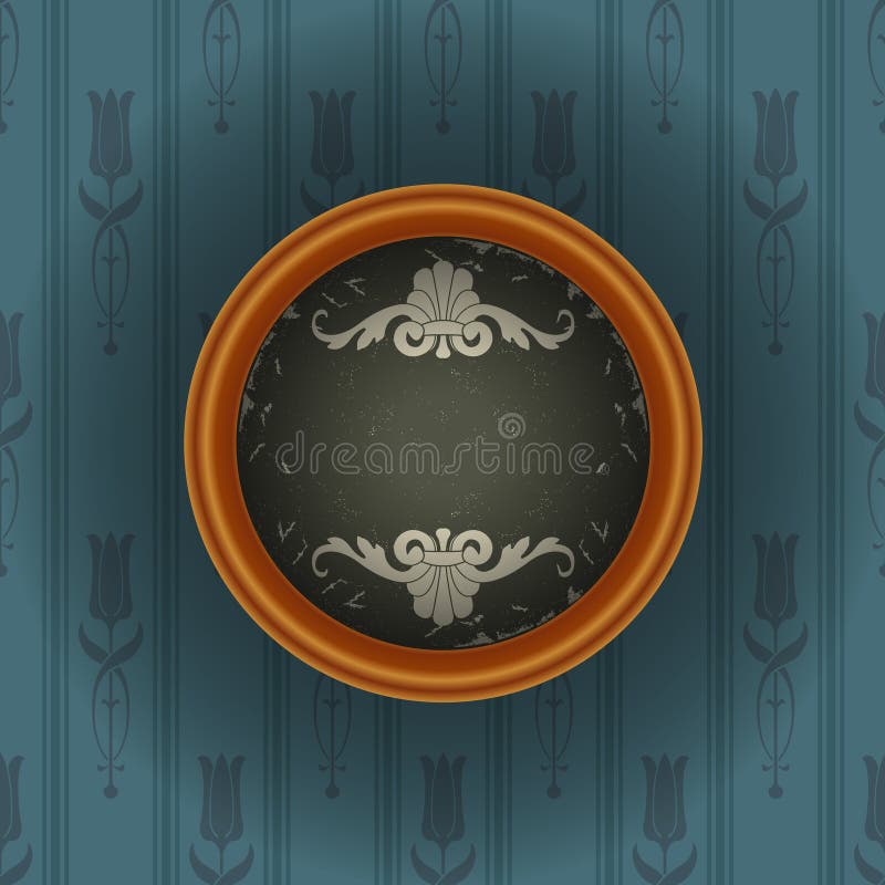 Old Wallpaper with Vintage Frame Stock Vector - Illustration of ...