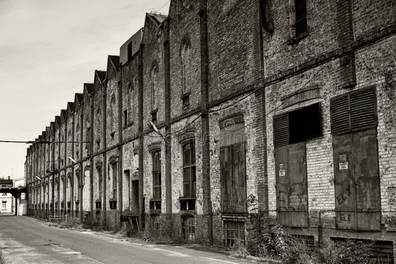 Old Factory Warehouse in Retro Style Stock Photo - Image of corporation ...