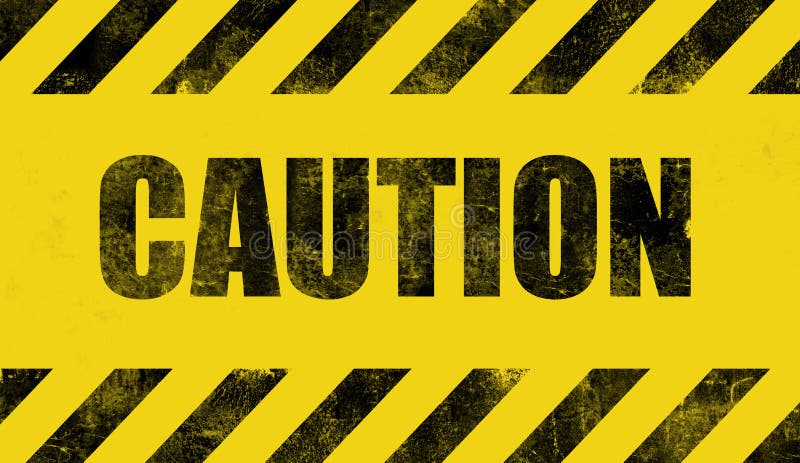 Old Warning Sign with Black Stripes on Yellow Background. Stock Photo ...