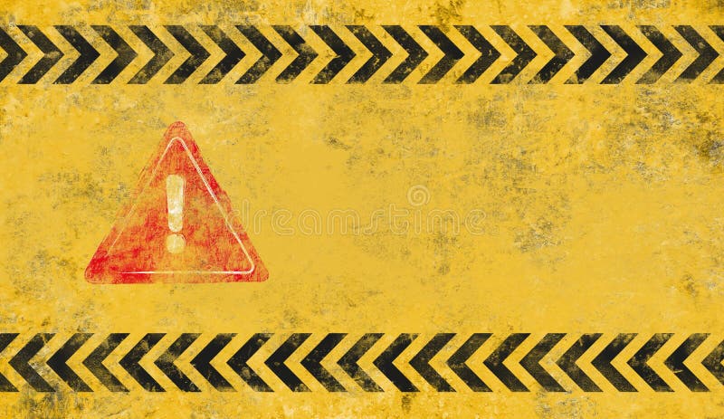 Old Warning Sign with Black Stripes on Yellow Background. Stock Image ...