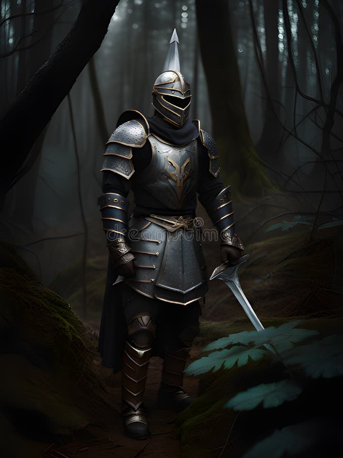 Old Warrior in Chain Mail with a Sword is Looking for Prey in the ...