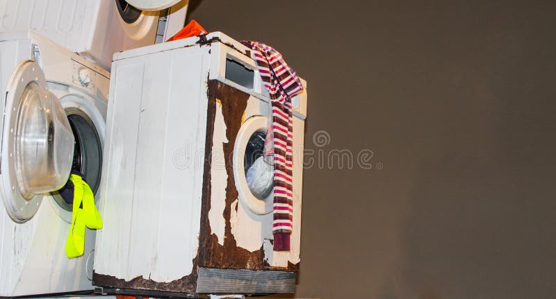 Old washing machines stock photo. Image of long, change - 104799640
