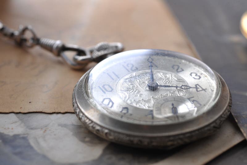 Old Watch on the Post Card and Photo Stock Photo - Image of grandparent ...