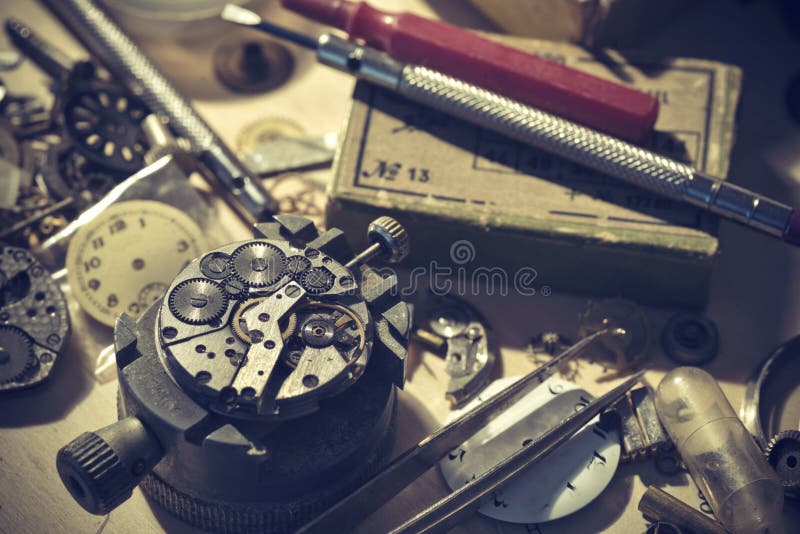 Old Watchmaker Studio stock image. Image of presision - 66071173