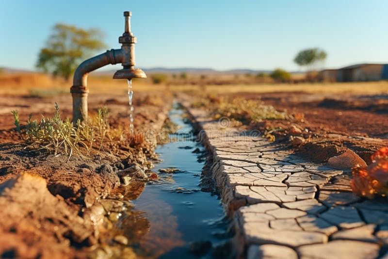 Old Water Faucet. Drought Concept Stock Illustration - Illustration of ...
