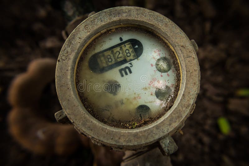 Old water meter valves. stock image. Image of valves - 76611835