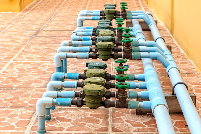 Old Water meters System stock photo. Image of steel, equipment - 48418812