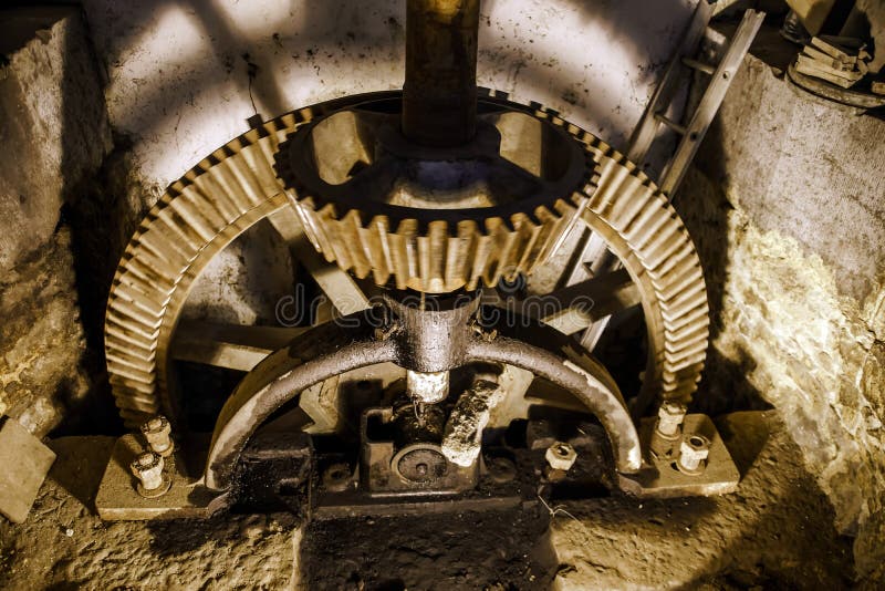 Old Water Mill Interior and Details Stock Image - Image of mechanism ...