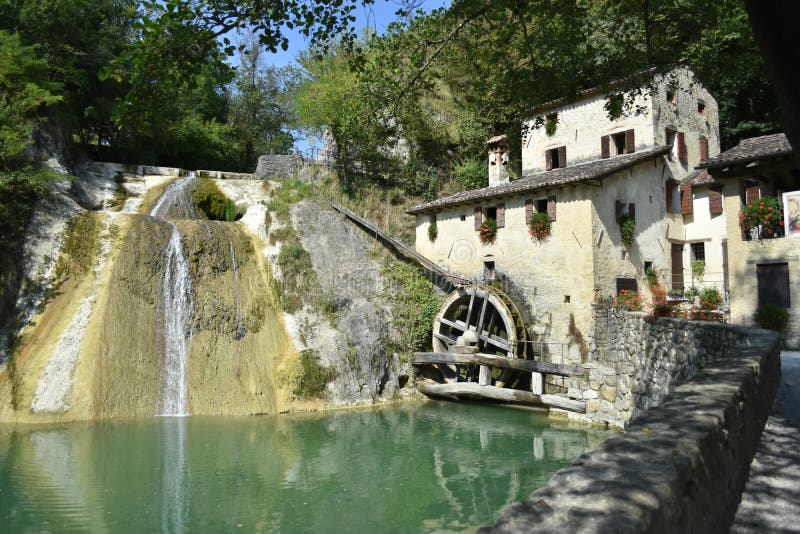 Old Water Mill in Italian Village Stock Image - Image of waterfall ...
