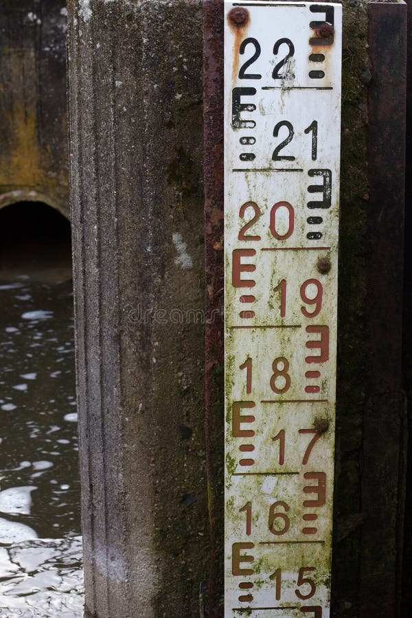 Water Level Measurement Gauge During Flood. Flood Disaster. Stock Image ...