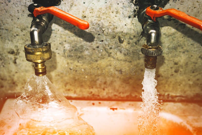 Old Water Tap. Water Flows from the Pipe Stock Image - Image of garden ...