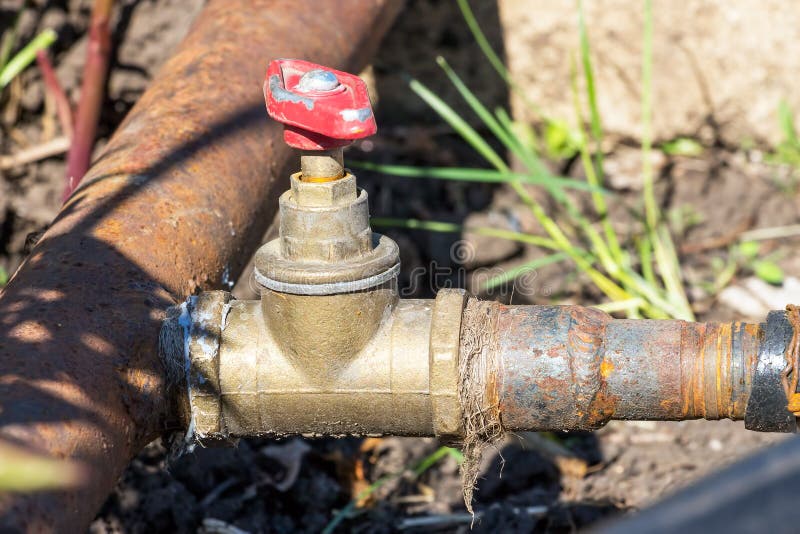 Old Water Tap on a Rusty Pipe Stock Image - Image of path, ancient ...