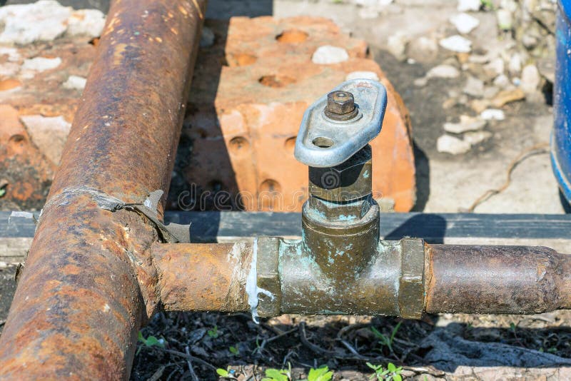 Old Water Tap on a Rusty Pipe Stock Photo - Image of ancient, metal ...