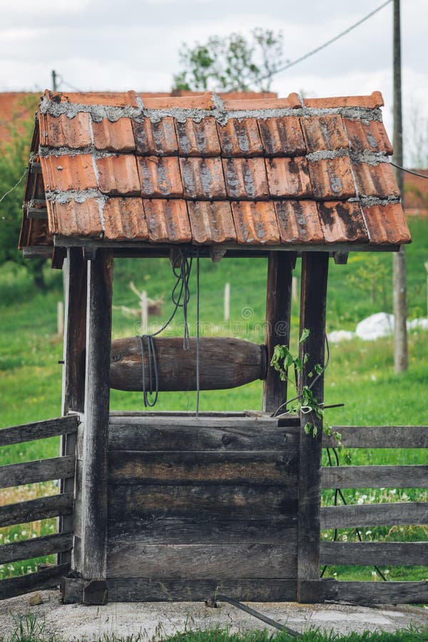Old water well on the farm stock photo. Image of nature - 181945410