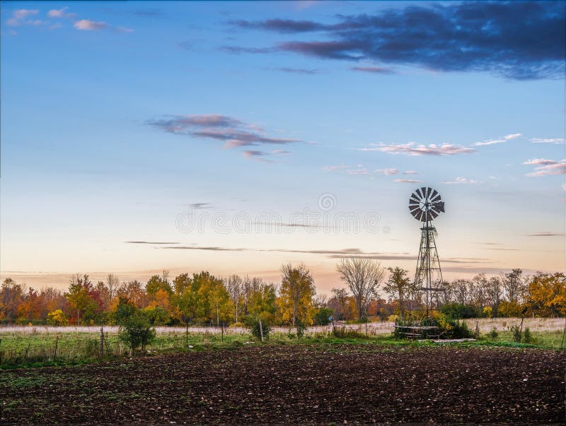 Old Water Windmill at Sunset Stock Image - Image of farm, industrial ...
