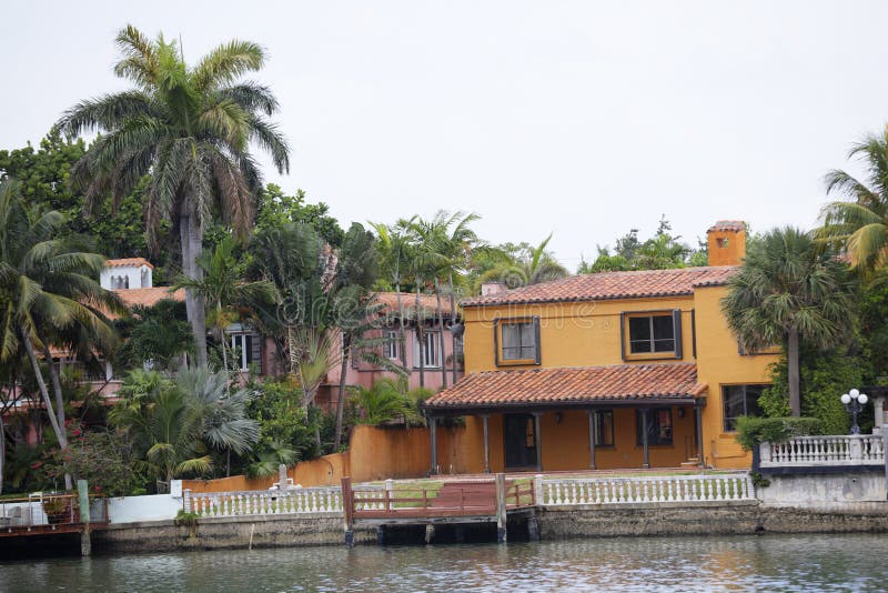 Old Waterfront House in Miami Stock Image - Image of estate, telephoto ...