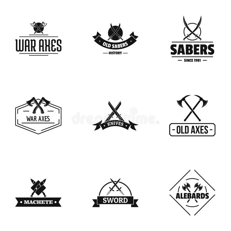 Old Weapon Logo Set, Simple Style Stock Vector - Illustration of ...