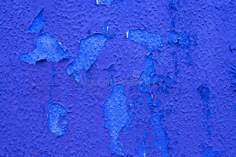 Old Weather Damaged Blue Paint on the Wall. Stock Image - Image of ...