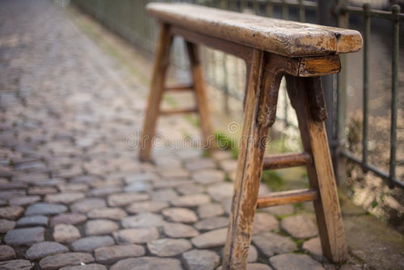 Old Weathered Bench on Street Stock Image - Image of fashioned ...