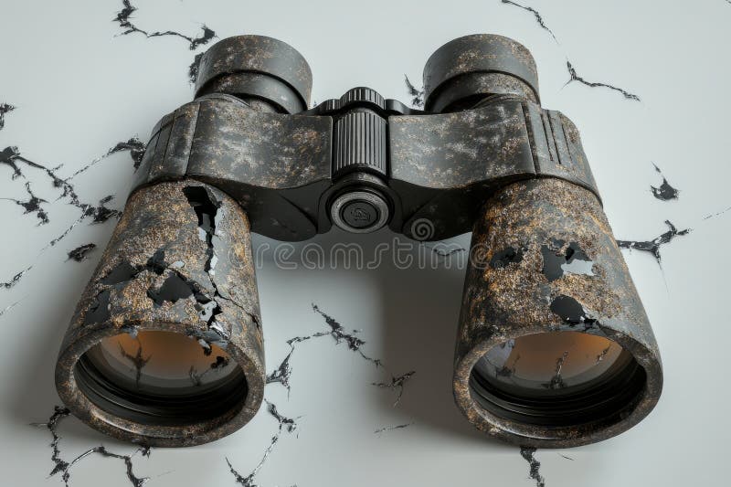 Old and Weathered Binoculars Rest on a Cracked Surface. these ...