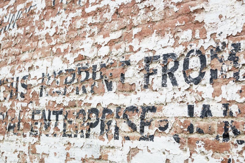 Old Weathered Brick Wall with Advertisement Stock Photo - Image of type ...