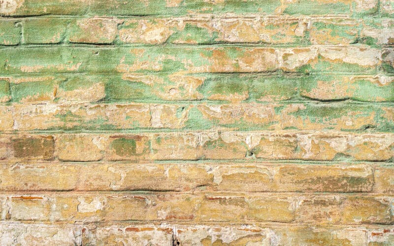 Old Weathered Brick Wall. Peeling Cracked Paint on Red Brick Stock ...