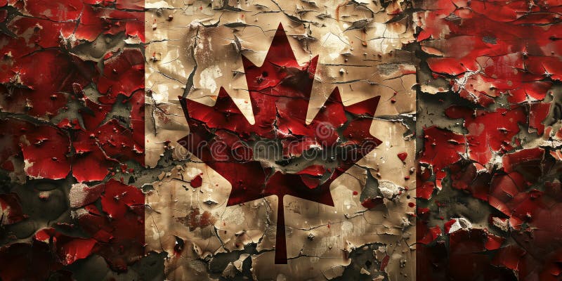 Old and Weathered Canada Flag Stock Illustration - Illustration of ...