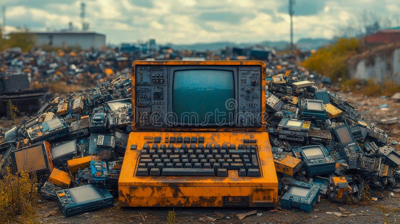 An Old, Weathered Computer Amid a Pile of Electronics in a Landfill ...