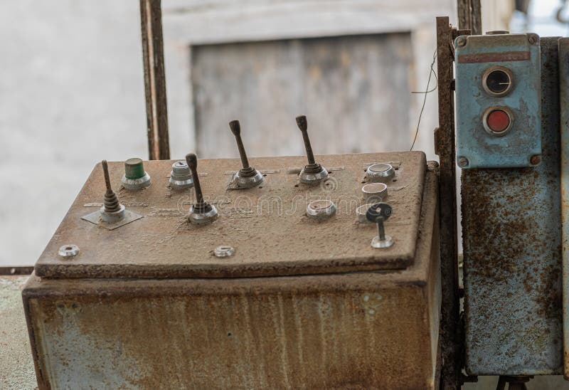 Old Weathered Crane Switch Panel Stock Image - Image of factory, colors ...