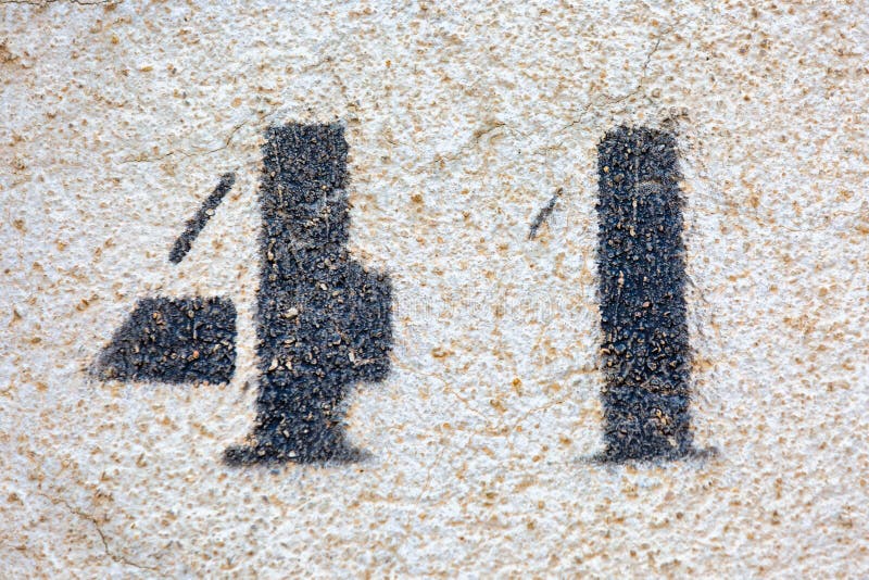 Old Weathered House Number 41, Spray on Wall Stock Photo - Image of ...