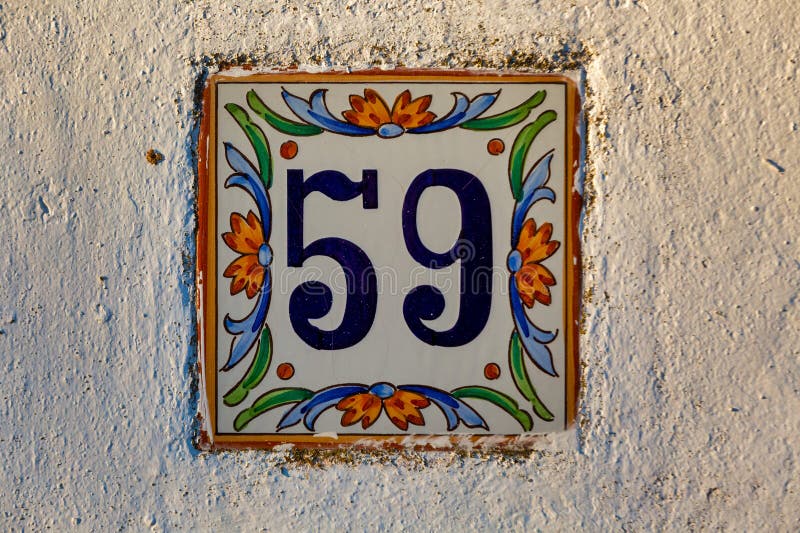 Old Weathered House Number 59, Tile on Wall Stock Photo - Image of wall ...