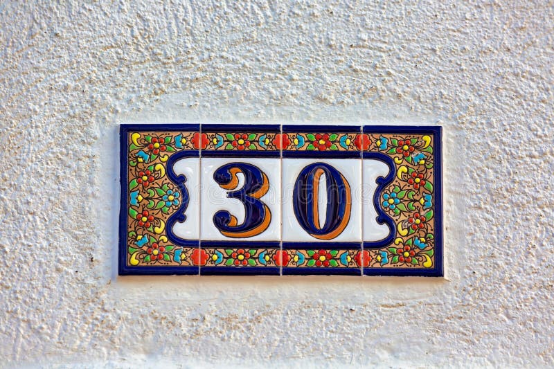 Old Weathered House Number 30, Tile on Wall Stock Photo - Image of ...
