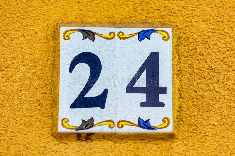 Old Weathered House Number 24, Tile on Wall Stock Photo - Image of ...