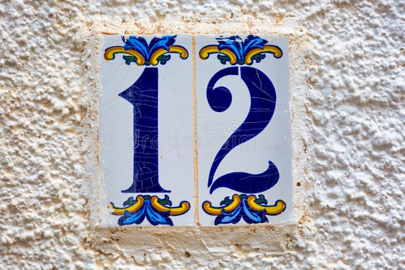 Old Weathered House Number 12, Tile on Wall Stock Photo - Image of ...