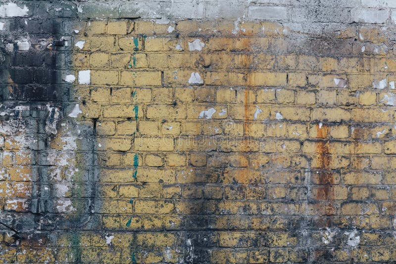 Old Weathered Rusty Yellow Brick Wall Texture Background for Design ...